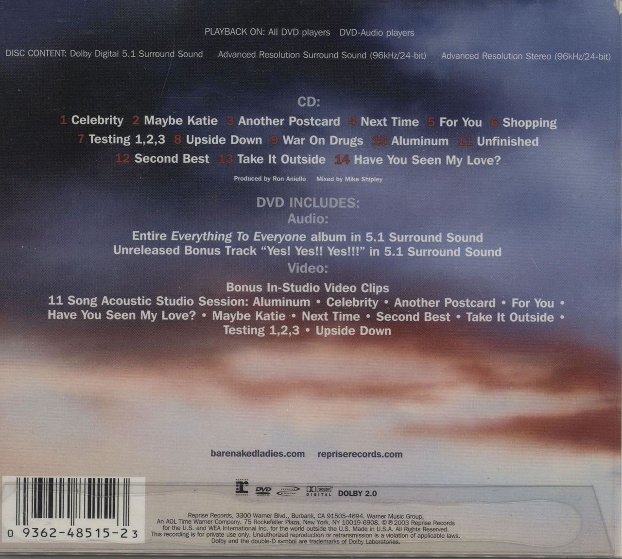 Barenaked Ladies Everything To Everyone + Slipcase US 2-disc CD/DVD se — RareVinyl.com