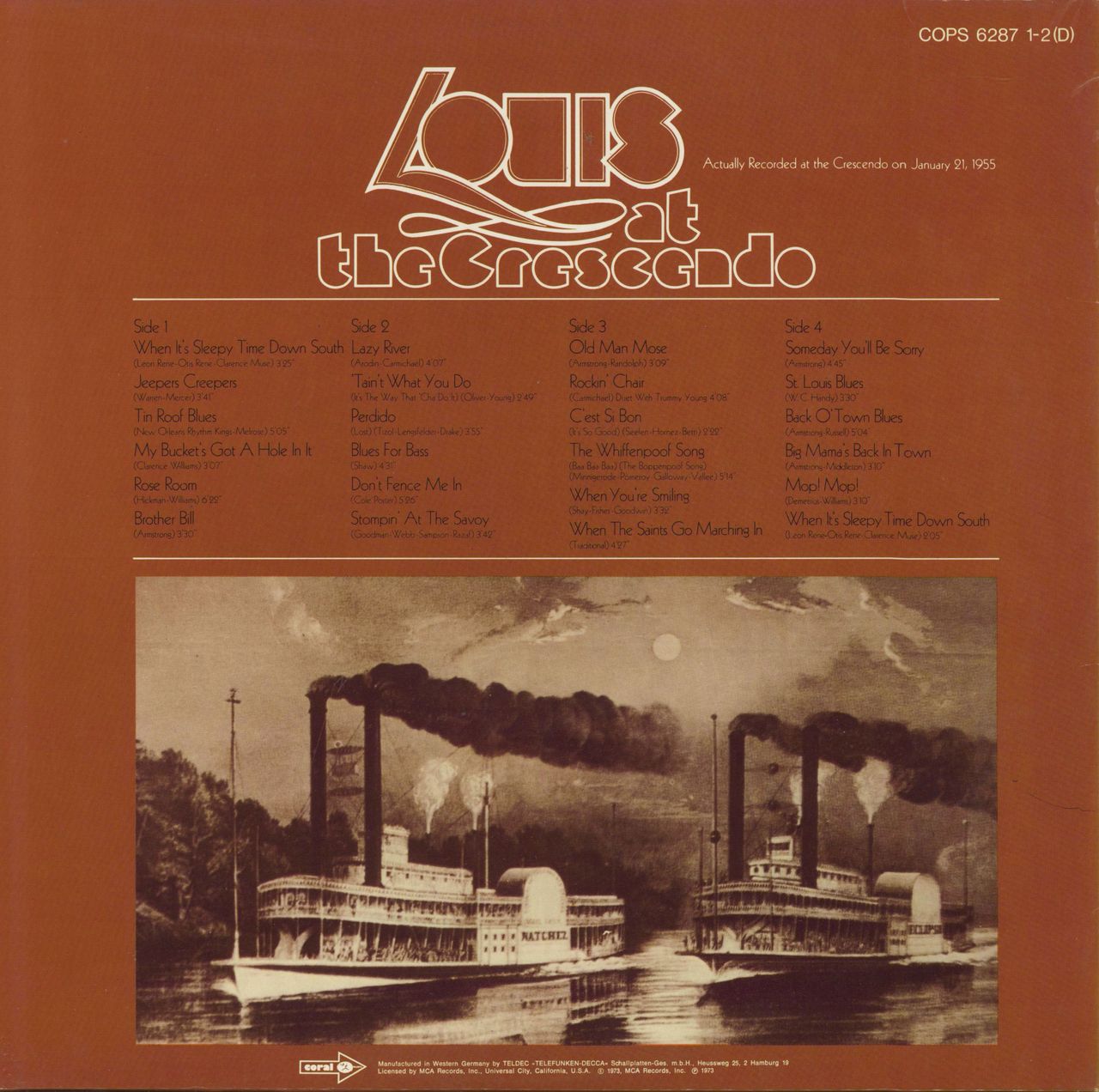 Louis Armstrong Louis At The Crescendo German 2-LP vinyl set — RareVinyl.com