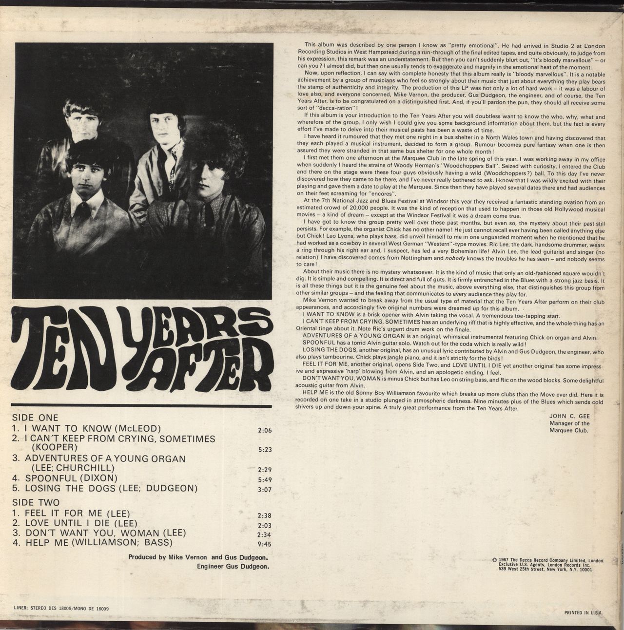 Ten Years After Ten Years After US Vinyl LP — RareVinyl.com